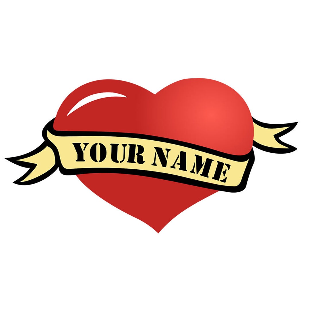 Custom Personalized Name Heart Temporary Tattoo Waterproof Love ...