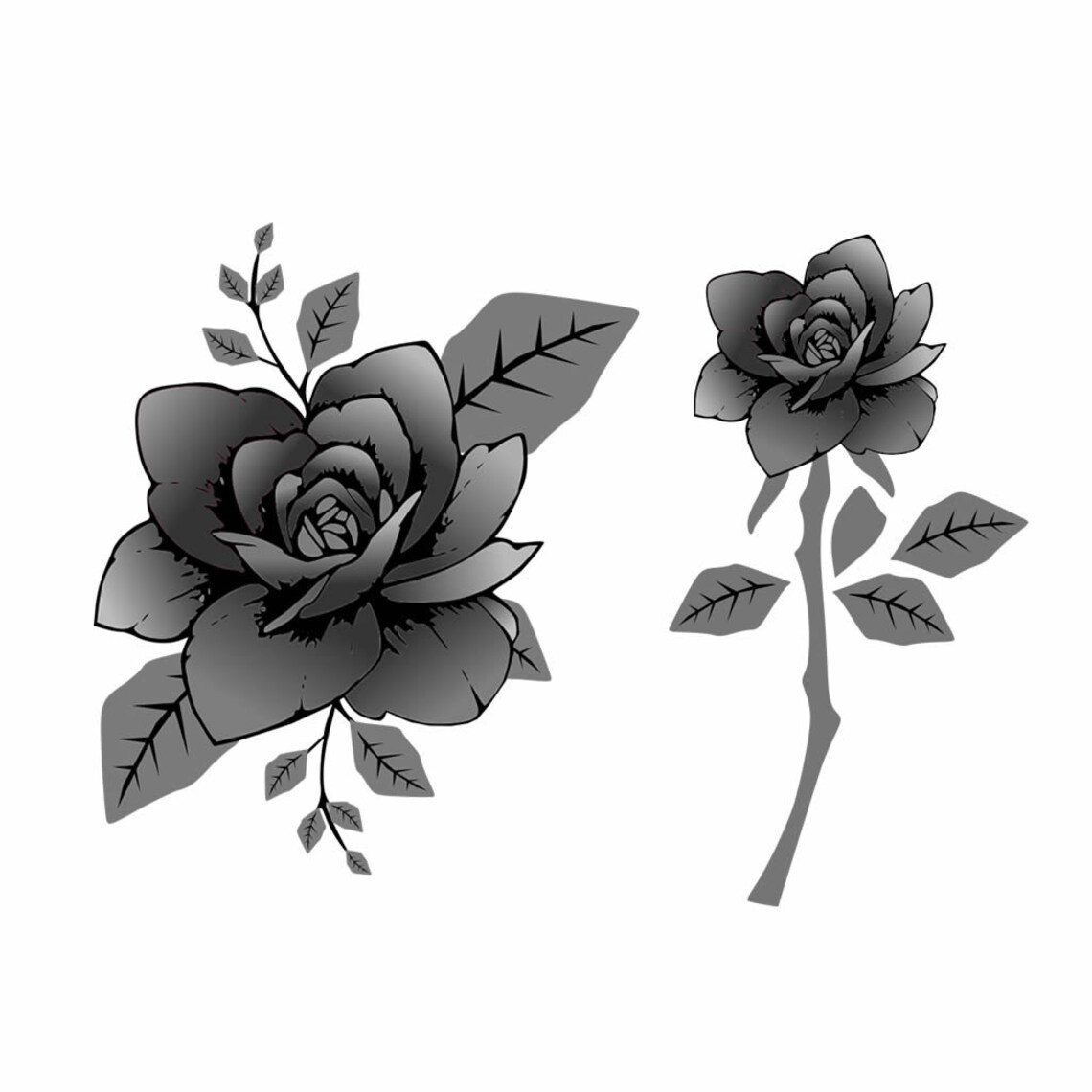 Set of 2 Rose Temporary Tattoo Waterproof Lasts 1 Week Roses | Etsy