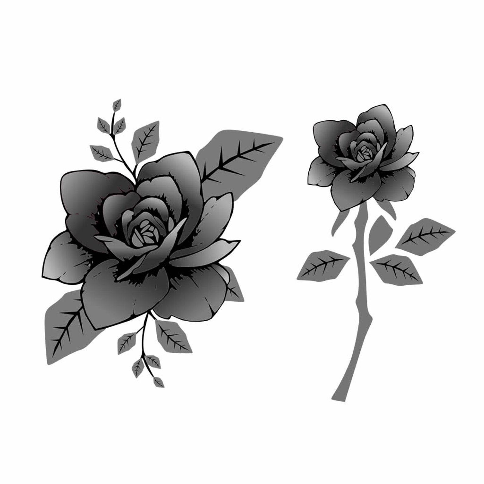 Set of 2 Rose Temporary Tattoo Waterproof Lasts 1 Week Roses | Etsy