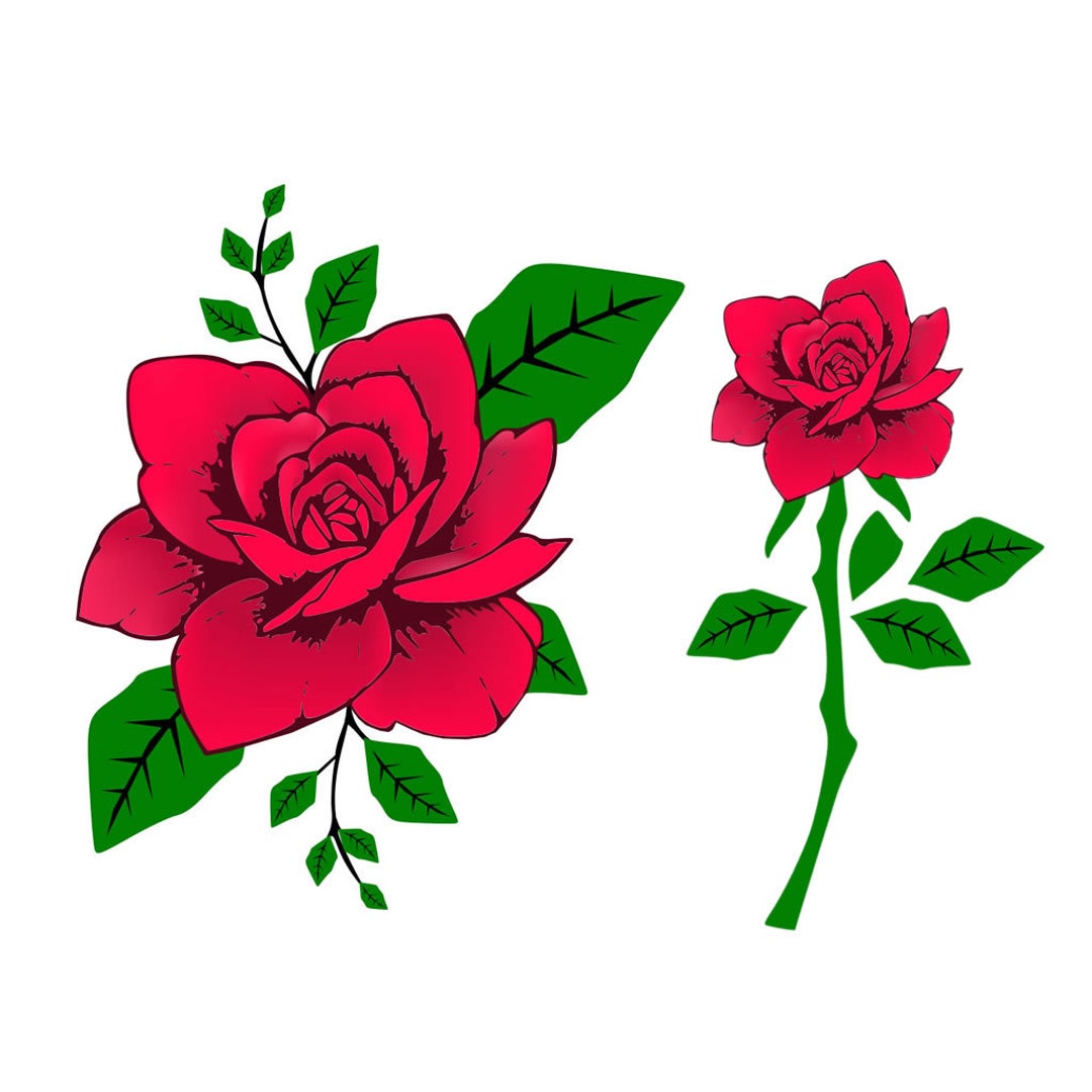 Set of 2 Roses IRON ON Screen Print Transfers for Fabrics Machine ...