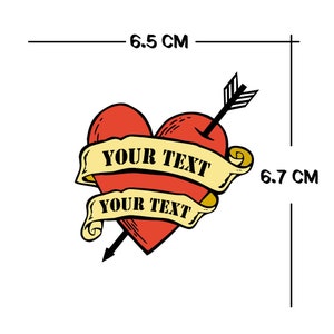 Custom Personalized Double Name Heart and Arrow Temporary Tattoo Love ...