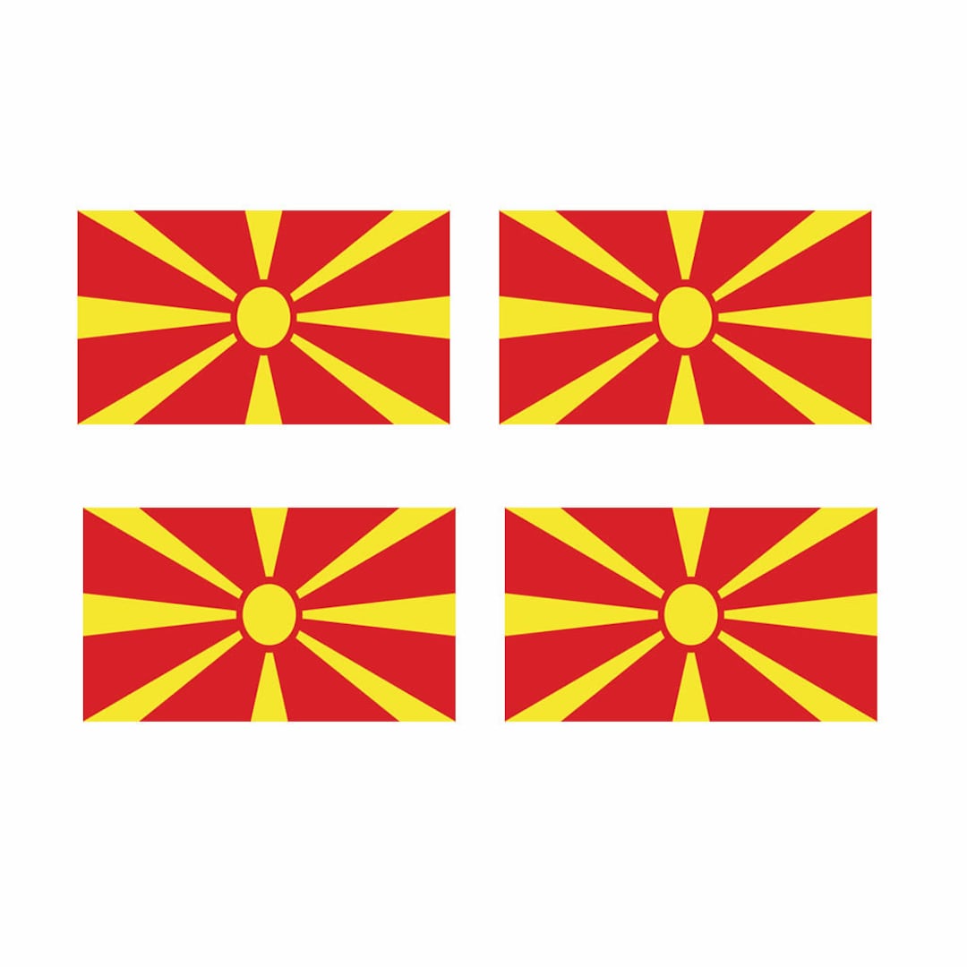 Set of 4 MACEDONIA Flag Iron on Screen Print Transfers for Fabrics ...