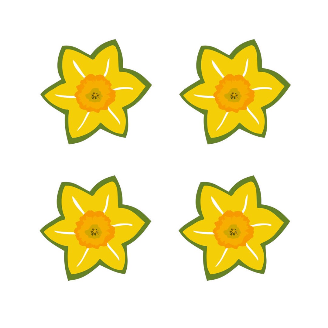 4 X Daffodil Iron on Transfer for Fabrics Wales / Welsh National Flower ...
