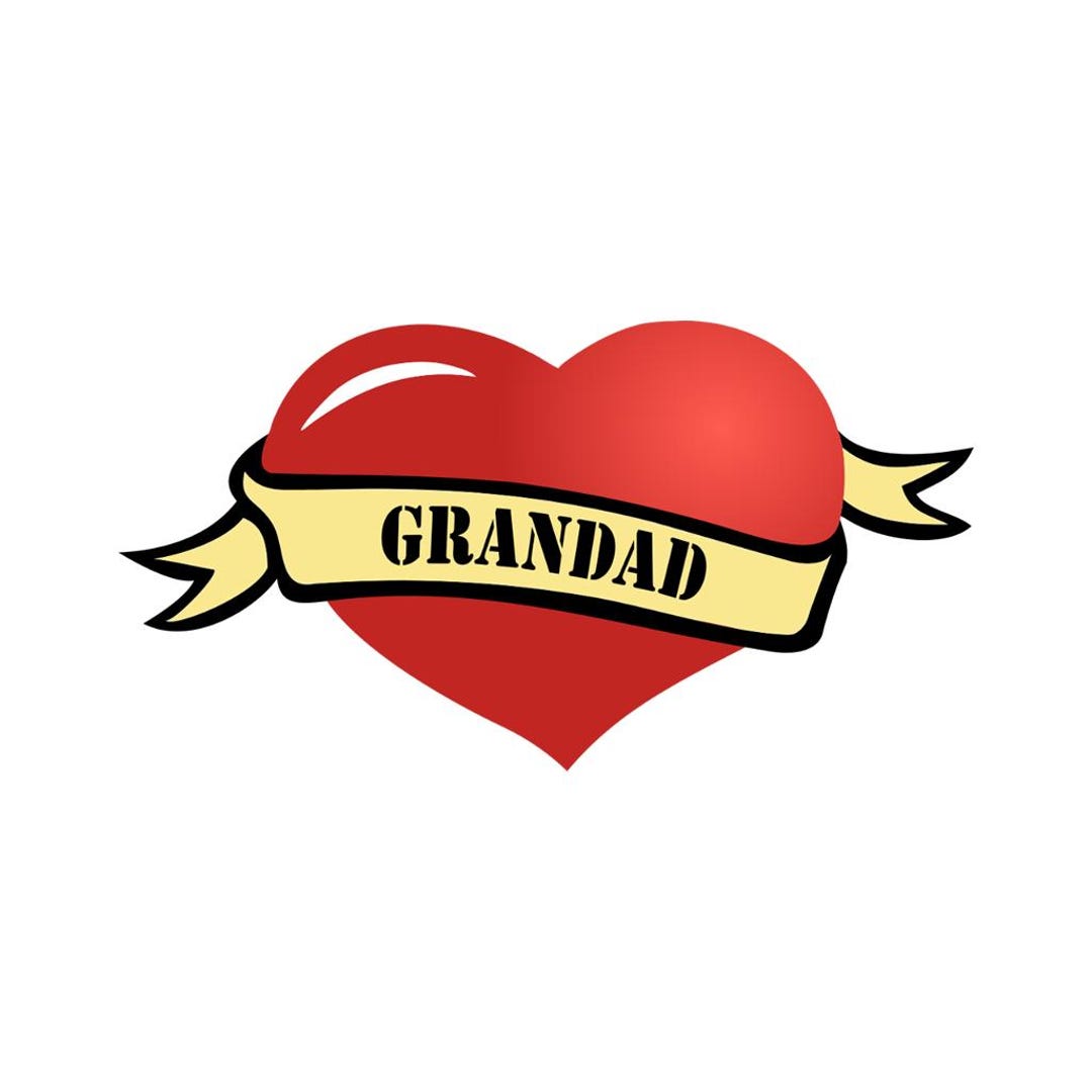 Grandad Forever Love Small Heart Temporary Tattoo Eternal Love Family ...