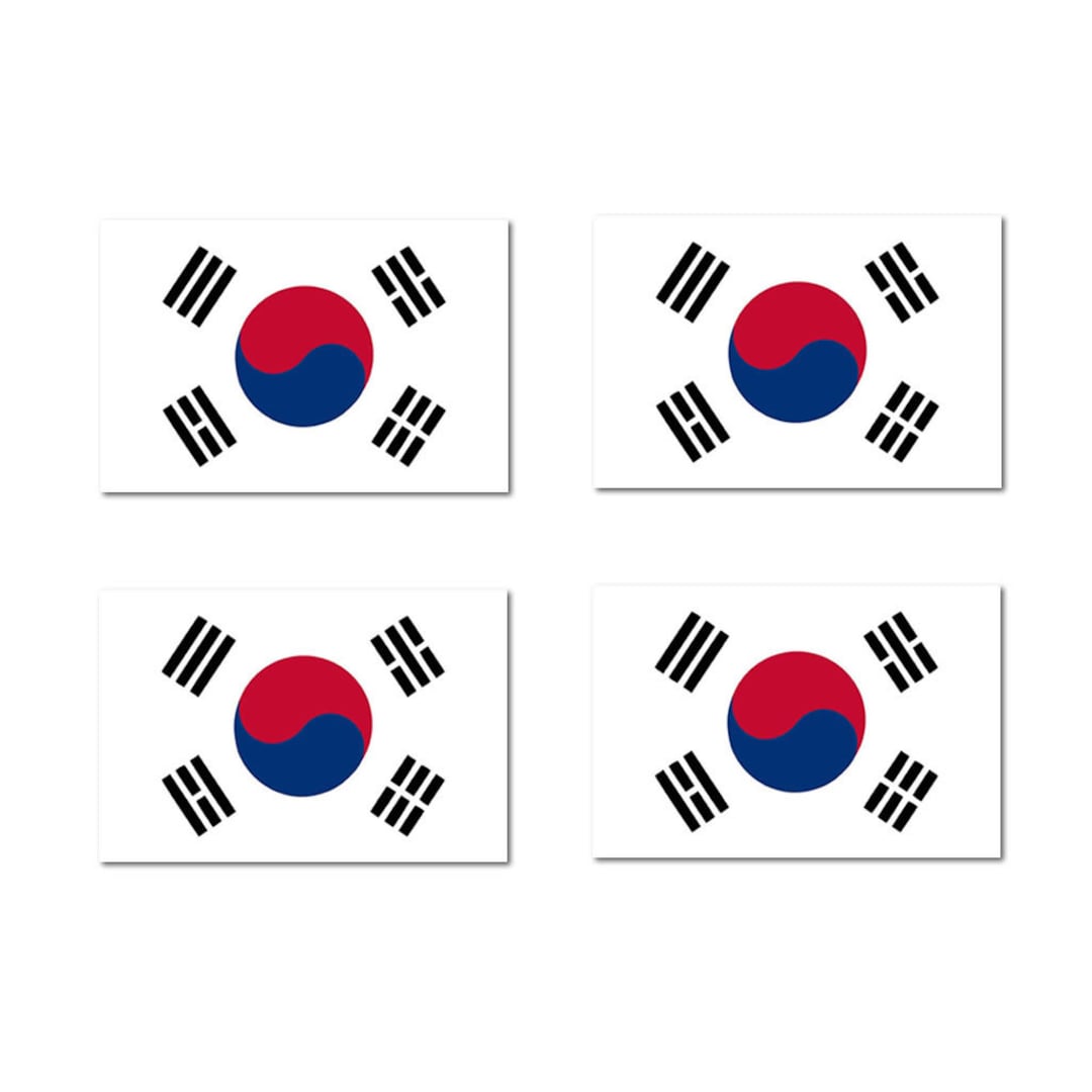 Set of 4 Korea Flag Iron on Screen Print Transfers for Fabrics Machine ...