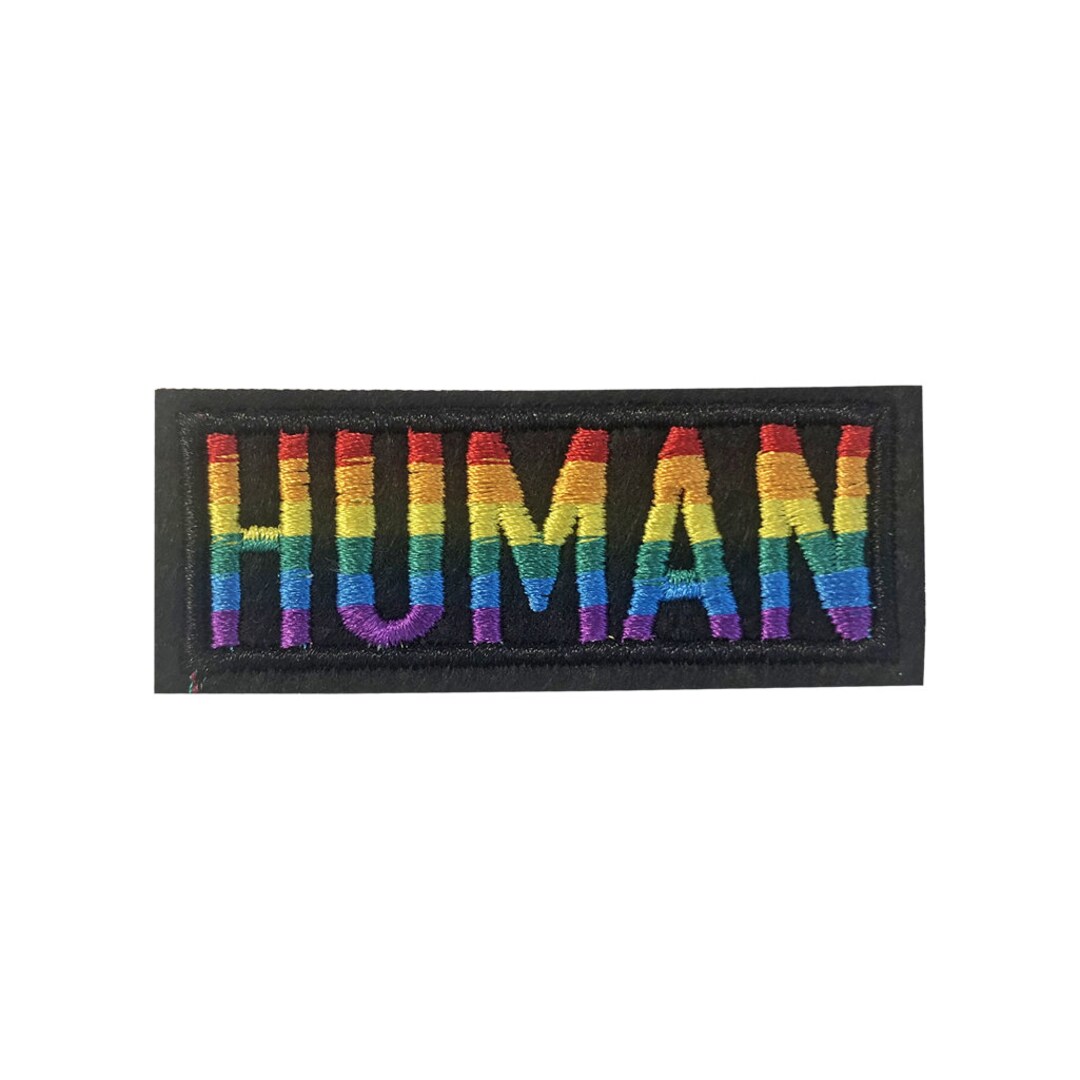 Human LGBT RAINBOW Embroidery Patch Iron on or Sew on Embroidered Motif ...