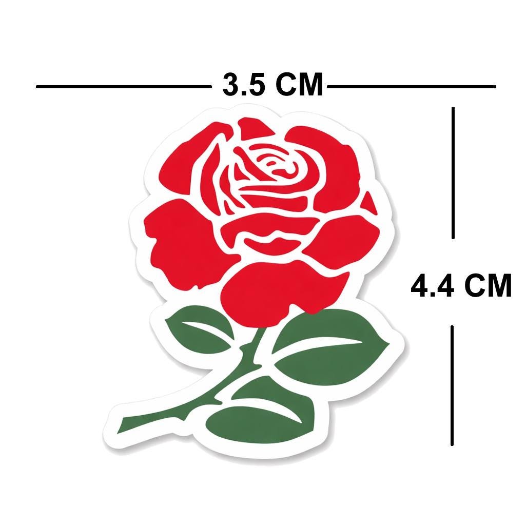 England Rose Vinyl Sticker Label, Matte Waterproof, Red and Green, 3.5 ...