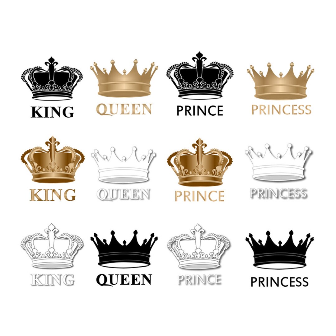 3 X King, Queen, Prince or Princess Crown Iron on Transfers for Fabric ...