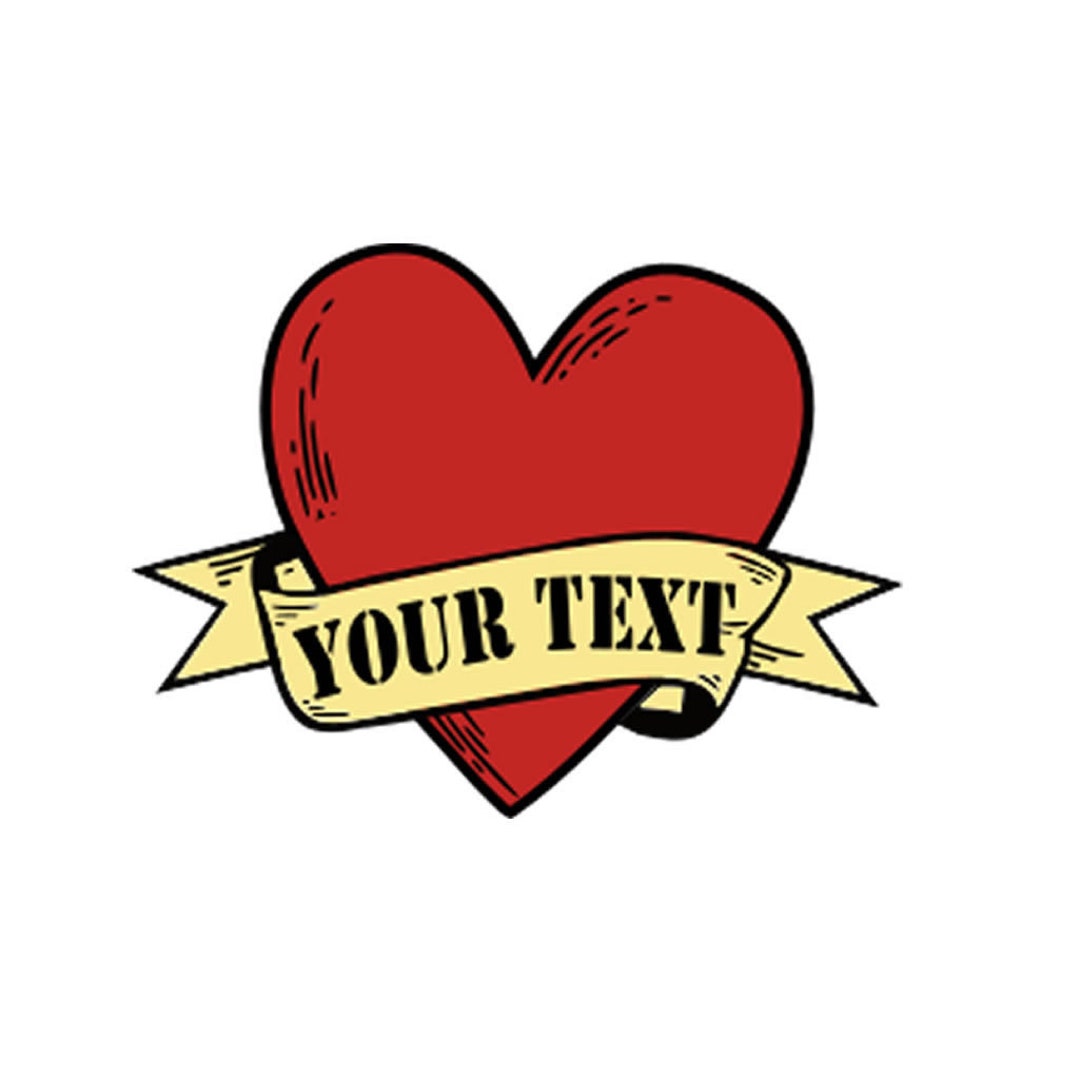 Personalized Name Heart Temporary Tattoo Waterproof Love Valentine's ...