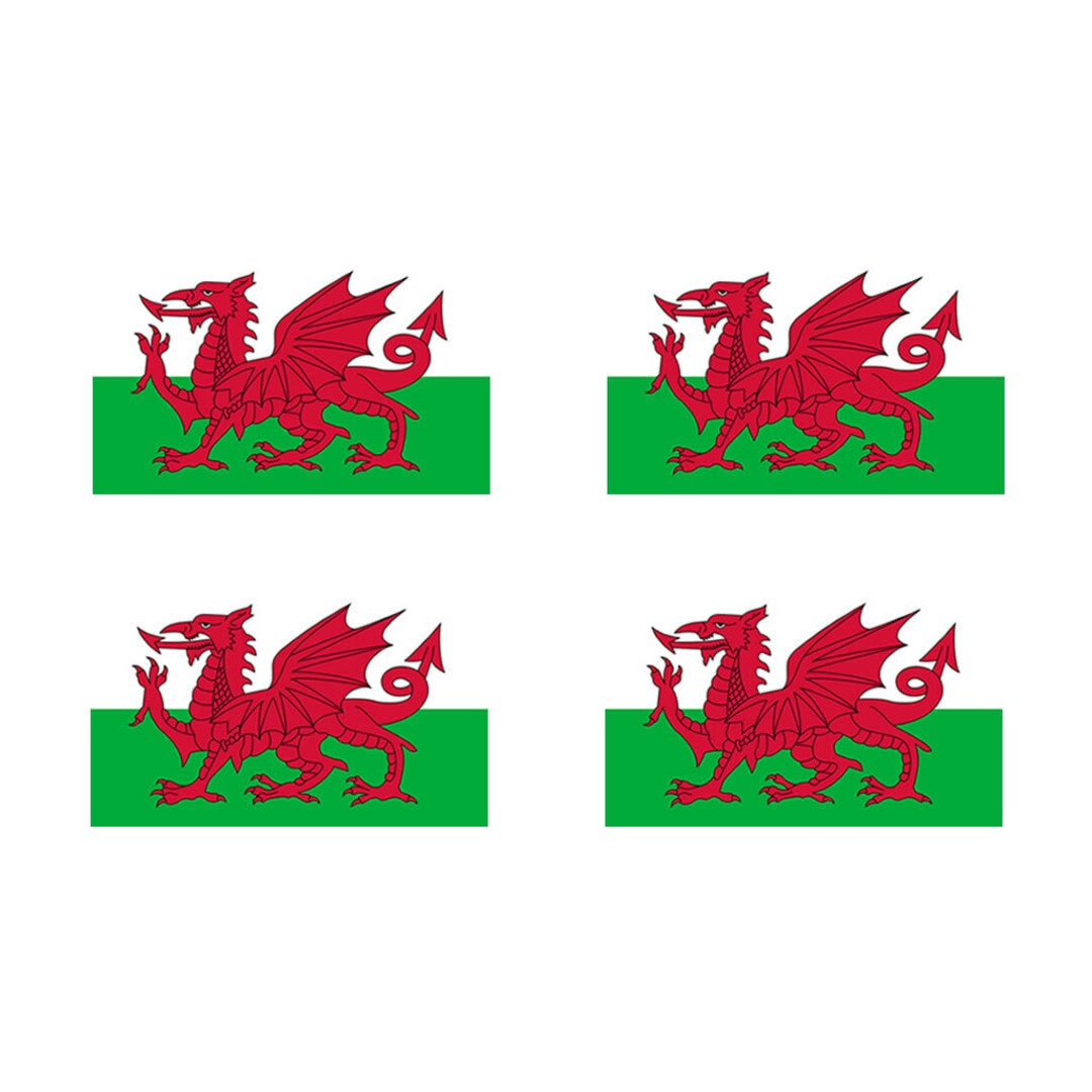 4 X Welsh Flag Iron on Screen Print Transfers for Fabrics Machine ...