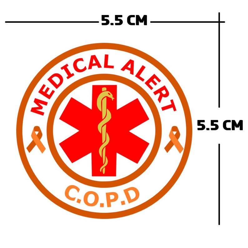 Medical Alert COPD Iron on Transfer Patch for Fabrics Orange Ribbon ...