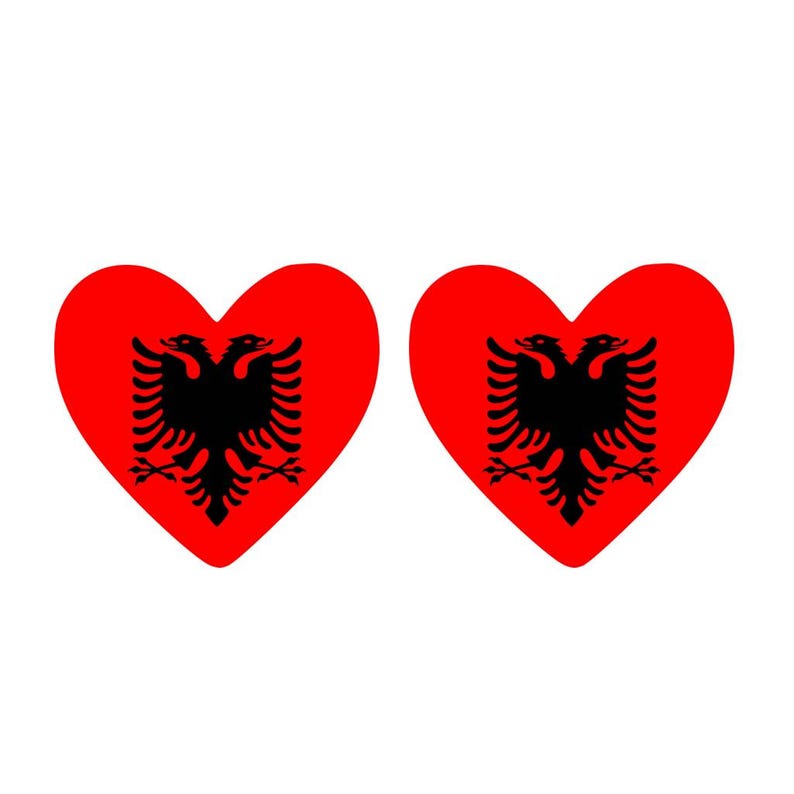 2 X Albania Flag Heart Temporary Tattoo Albanian Team Support - Etsy