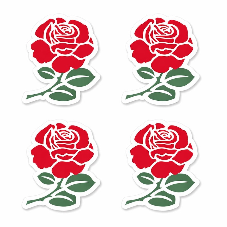 England Rose Vinyl Sticker Label, Matte Waterproof, Red and Green, 3.5 ...