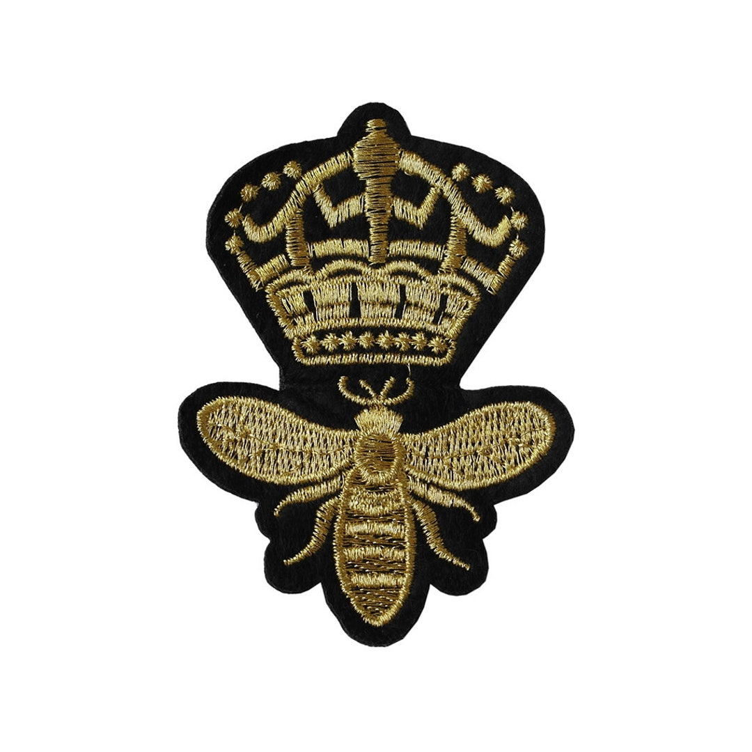 Queen Bee Iron / Sew on Embroidered Patch Badge Embroidery Crown Motif ...