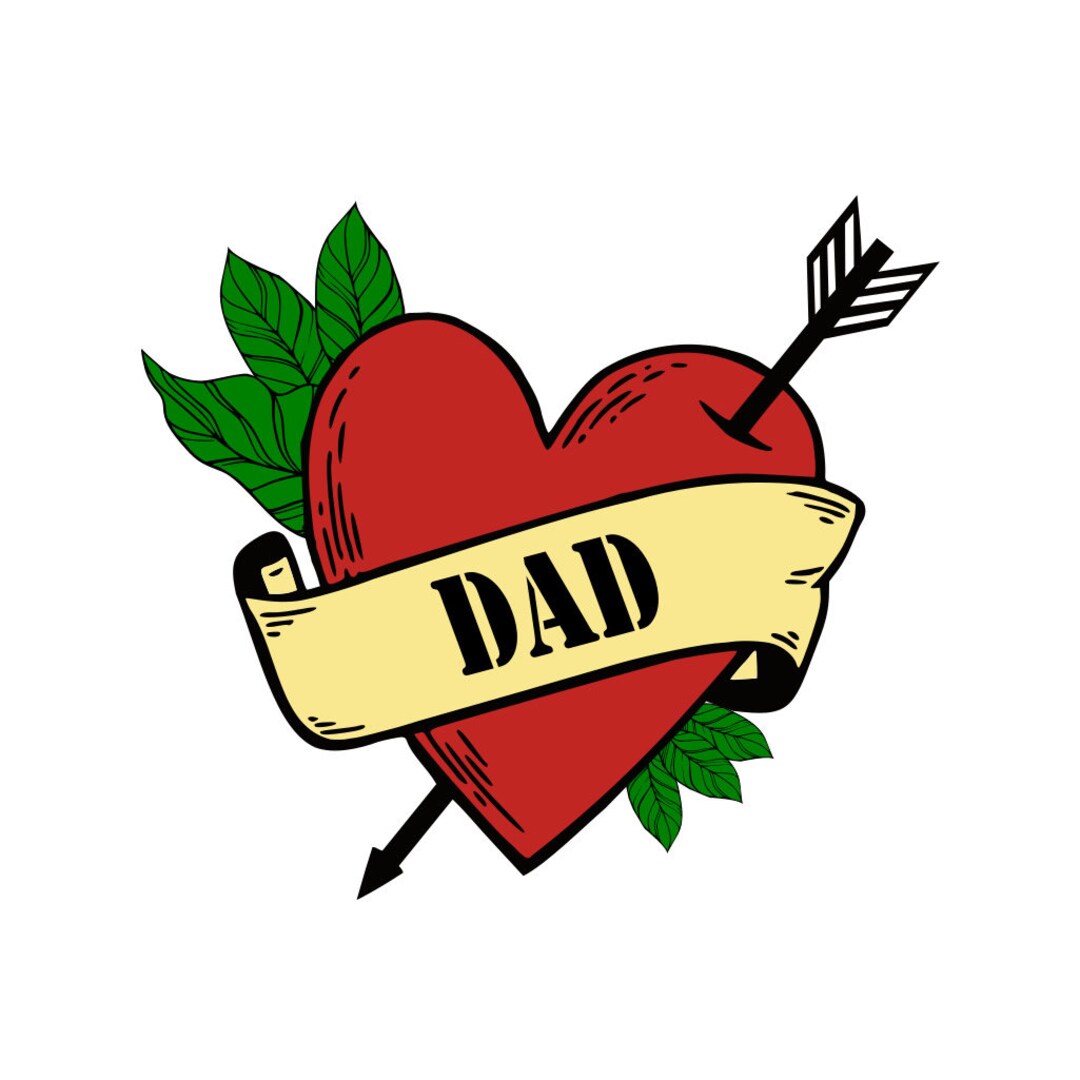 Dad Heart Temporary Tattoo Daddy Love Father's Day Gift Father - Etsy