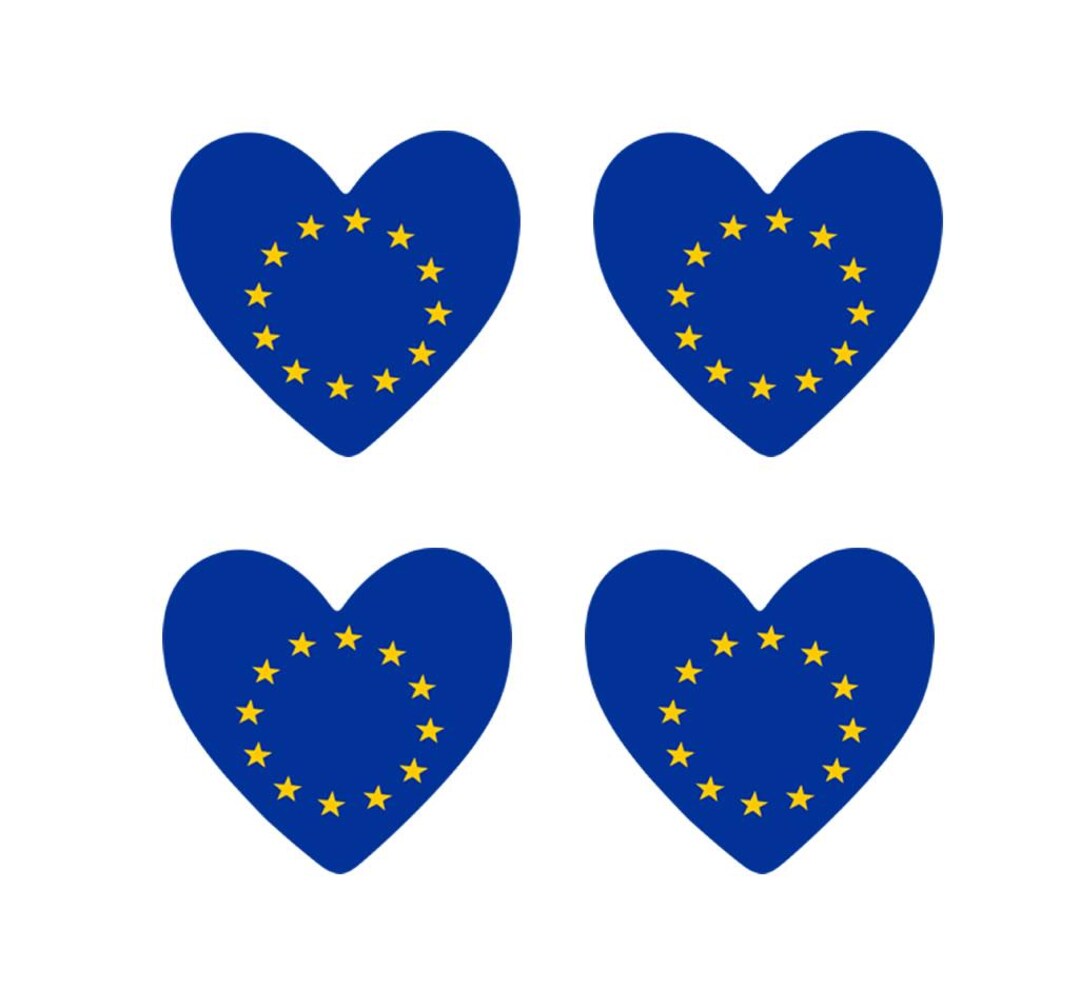 4 X Europe Flag Heart Iron on Screen Print Transfer Machine Washable ...