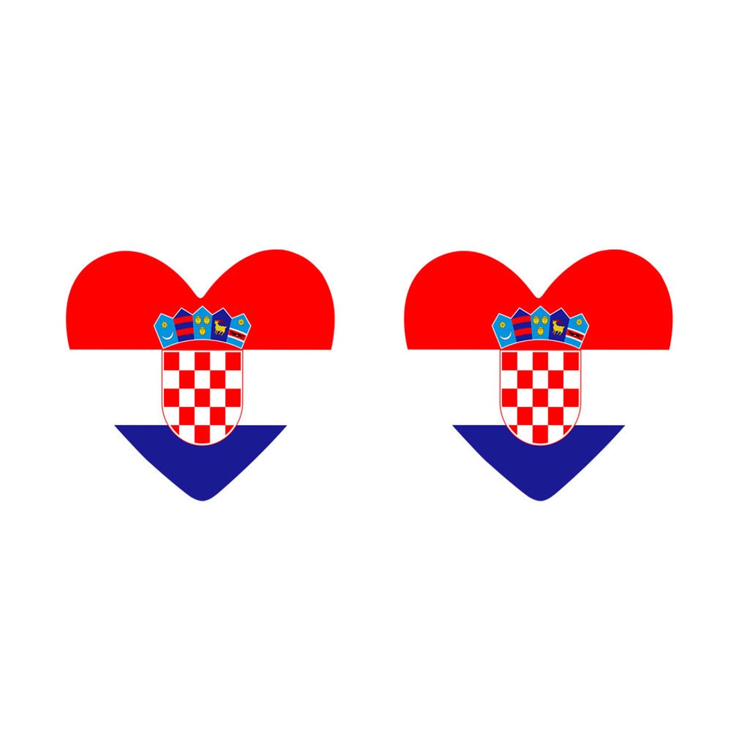 2 X Croatia Flag Heart Temporary Tattoo Croatian Team Support - Etsy