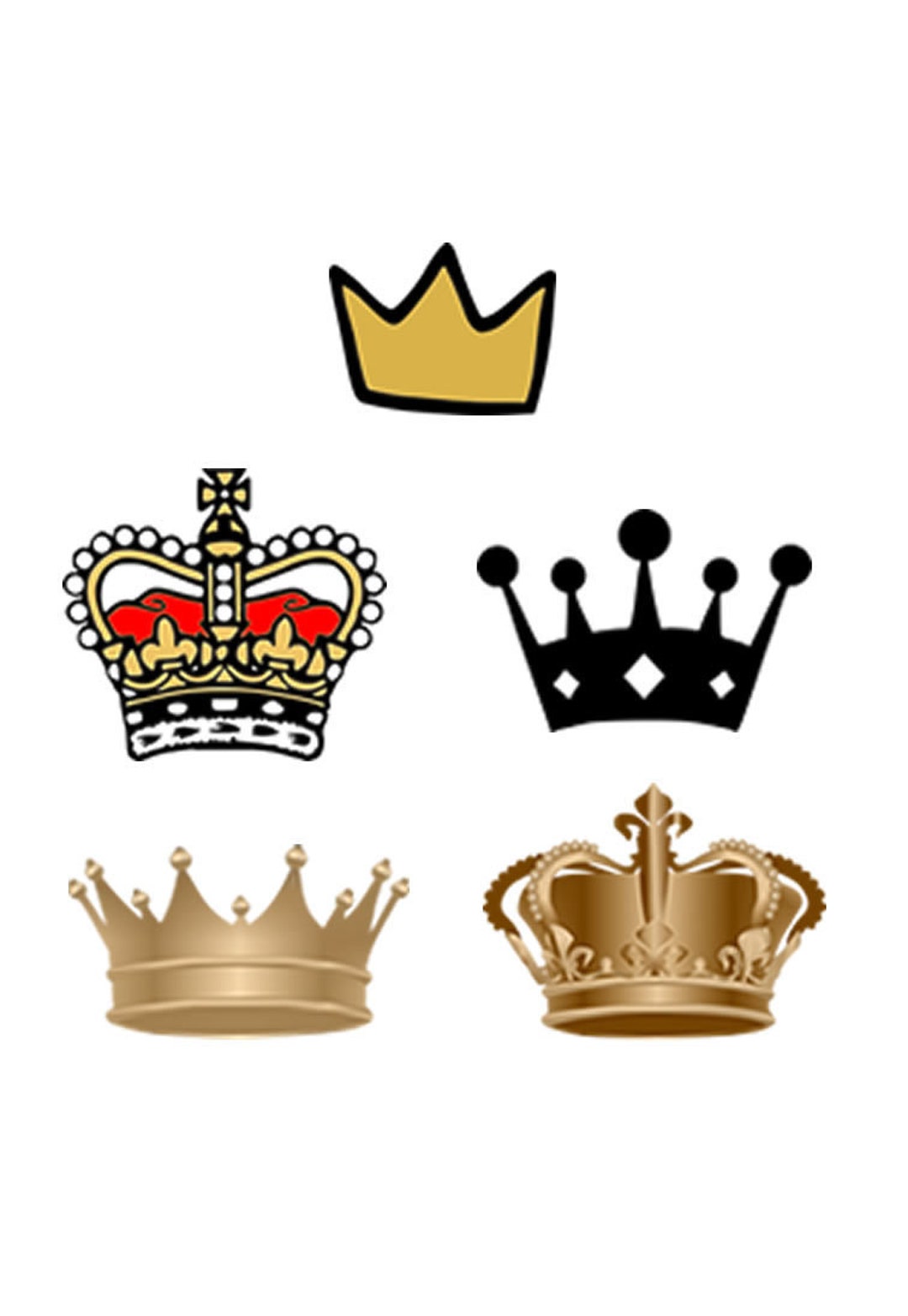 Set of 10 Crowns Temporary Tattoo Golden Royal Princess Prince Crown - Etsy