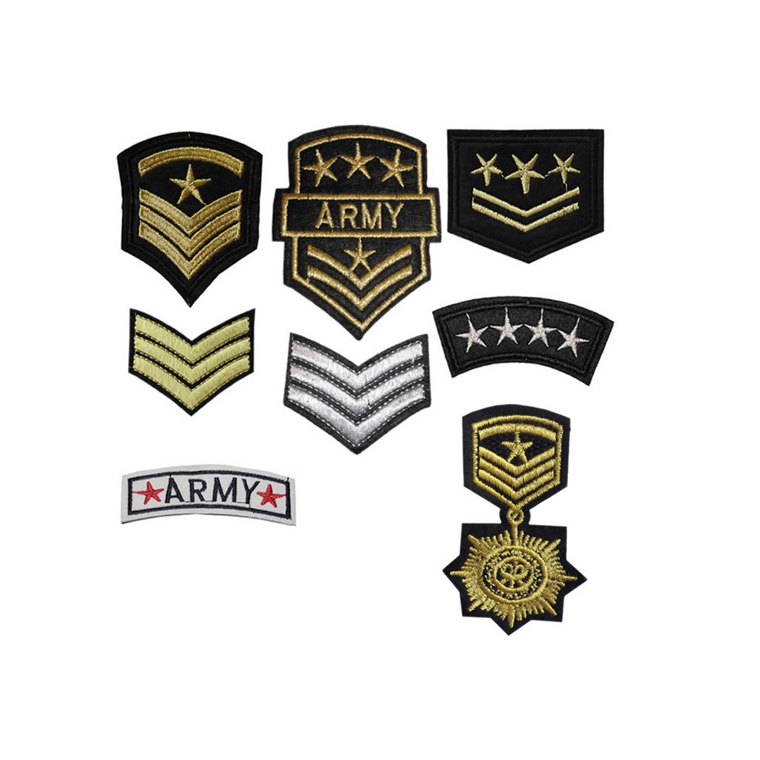 Set of 8 Army Iron / Sew on Embroidered Patch Badge Embroidery Military ...