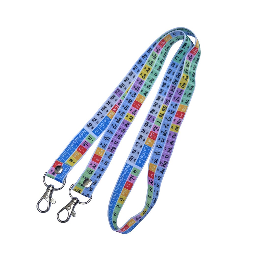 Periodic Table Print DOUBLE CLIP Lanyard Neck Strap, ID Holder Science ...