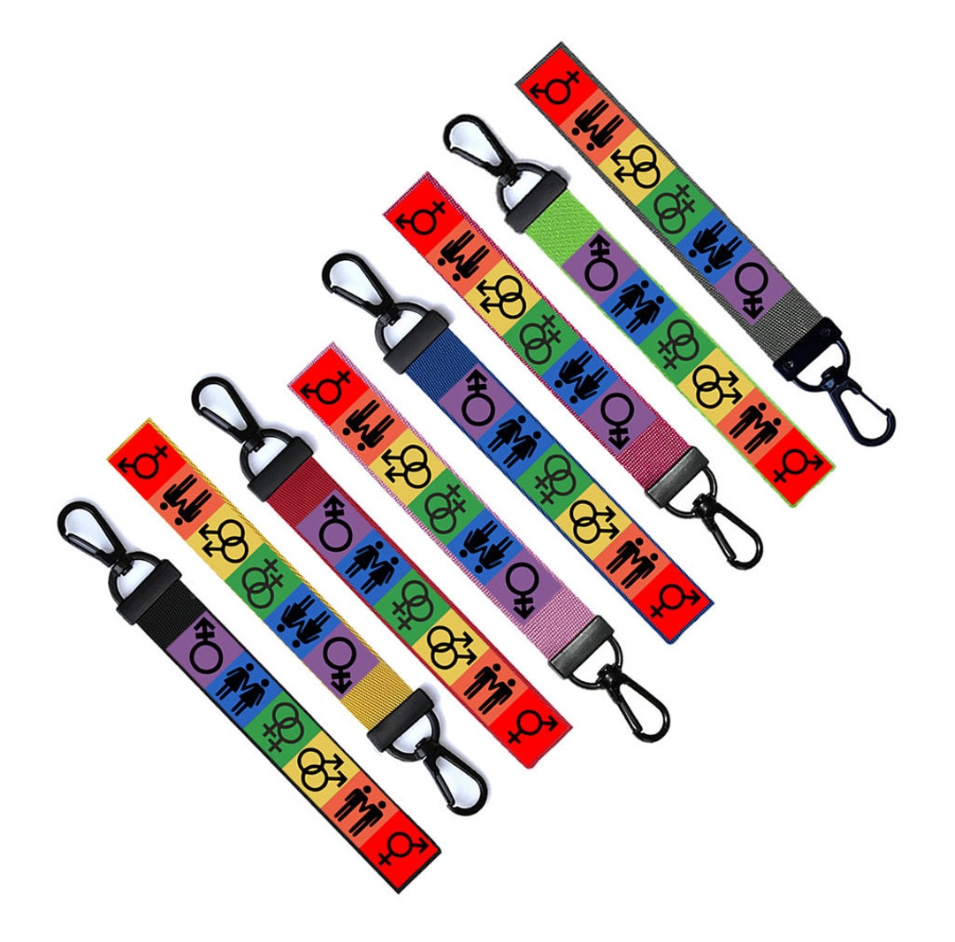 LGBT SYMBOLS Key Tag Chain Keyring Luggage Tag Gay Pride LGBTQ Double ...