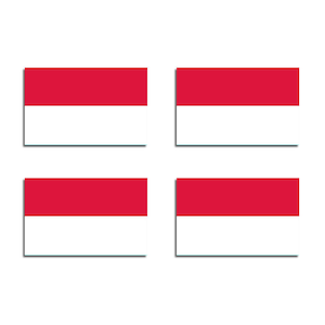 Set of 4x Indonesia Flag Iron on Screen Print Transfers for Fabrics Machine Washable Indonesian ...