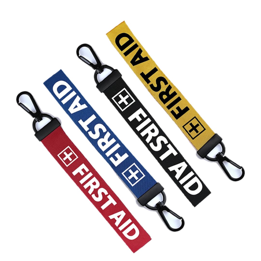 FIRST AID Key Chain Key Ring Luggage Personalised Name Text Tag Zipper ...