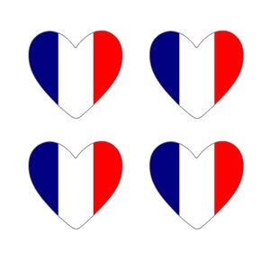Set of 4 FRANCE Flag HEART Iron on Screen Print Transfer FRENCH Day - Etsy
