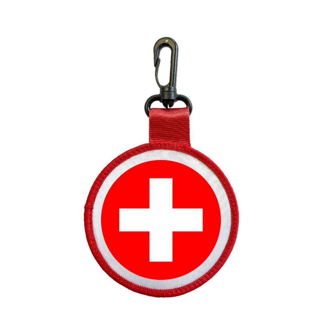 Red Cross Luggage Tag Pull Bag Key Ring Keyring Medic Medical Cross ...