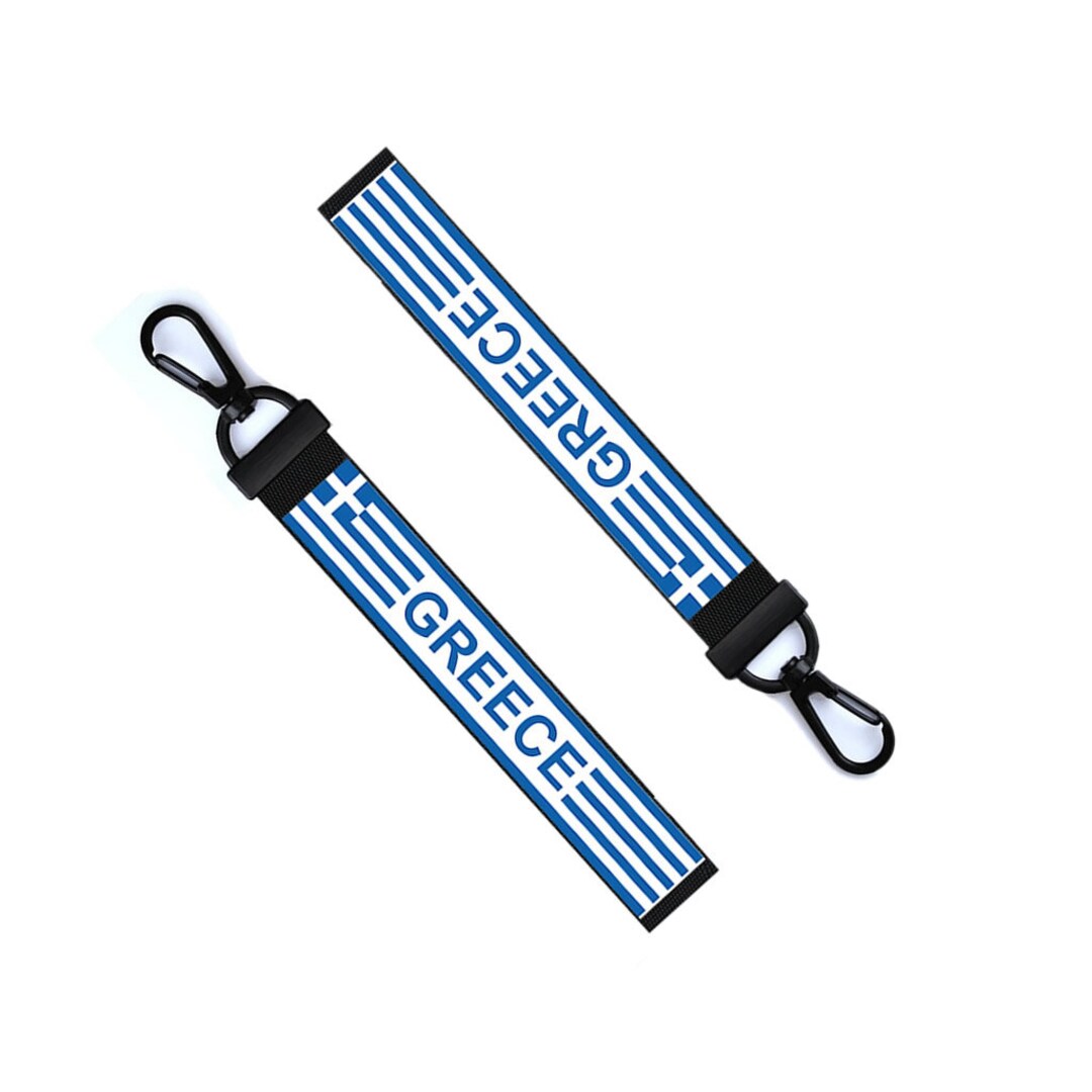 Greece Flag Key Chain Keyring Luggage Tag Zipper Pull Bag Greek Key ...
