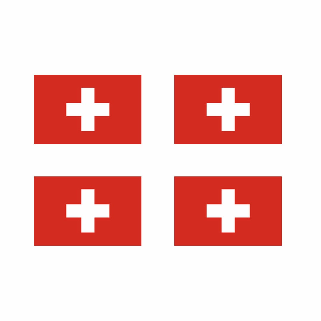 Set of 4 X Swiss Flag Iron on Screen Print Transfers for Fabrics ...