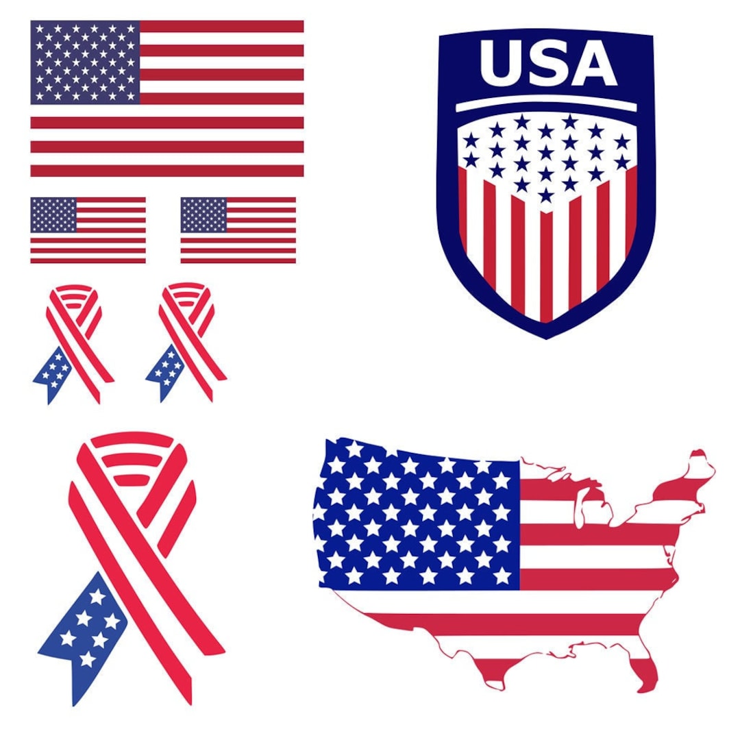 8 X USA Iron on Transfers for Fabrics USA Flag Map Team Crest Ribbon - Etsy