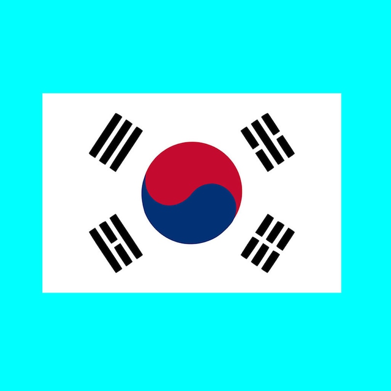 Set of 2 Korea Flag Iron on Screen Print Transfers for Fabrics Machine ...