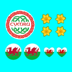 9 X Wales Iron on Transfers for Fabrics Welsh Dragon Flag Cymru ...