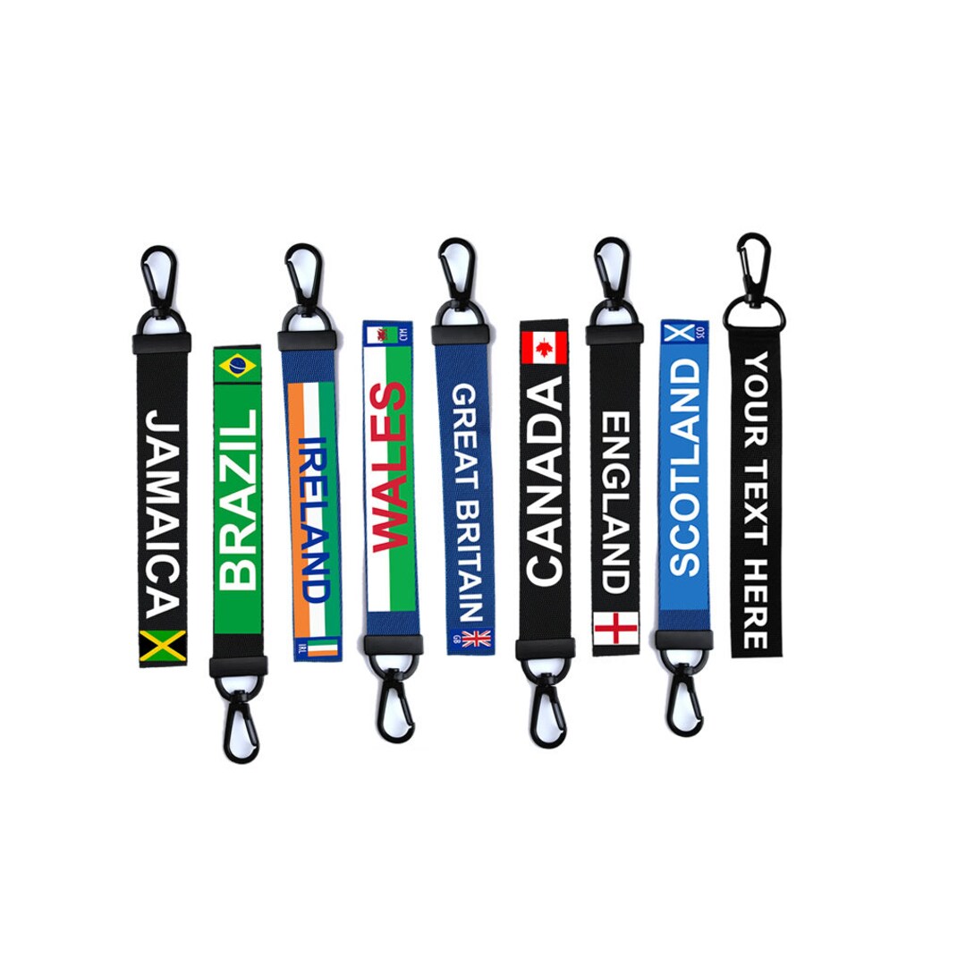 Pre-printed Country Flag Key Chain Key Ring Luggage Tag Zipper Pull ...