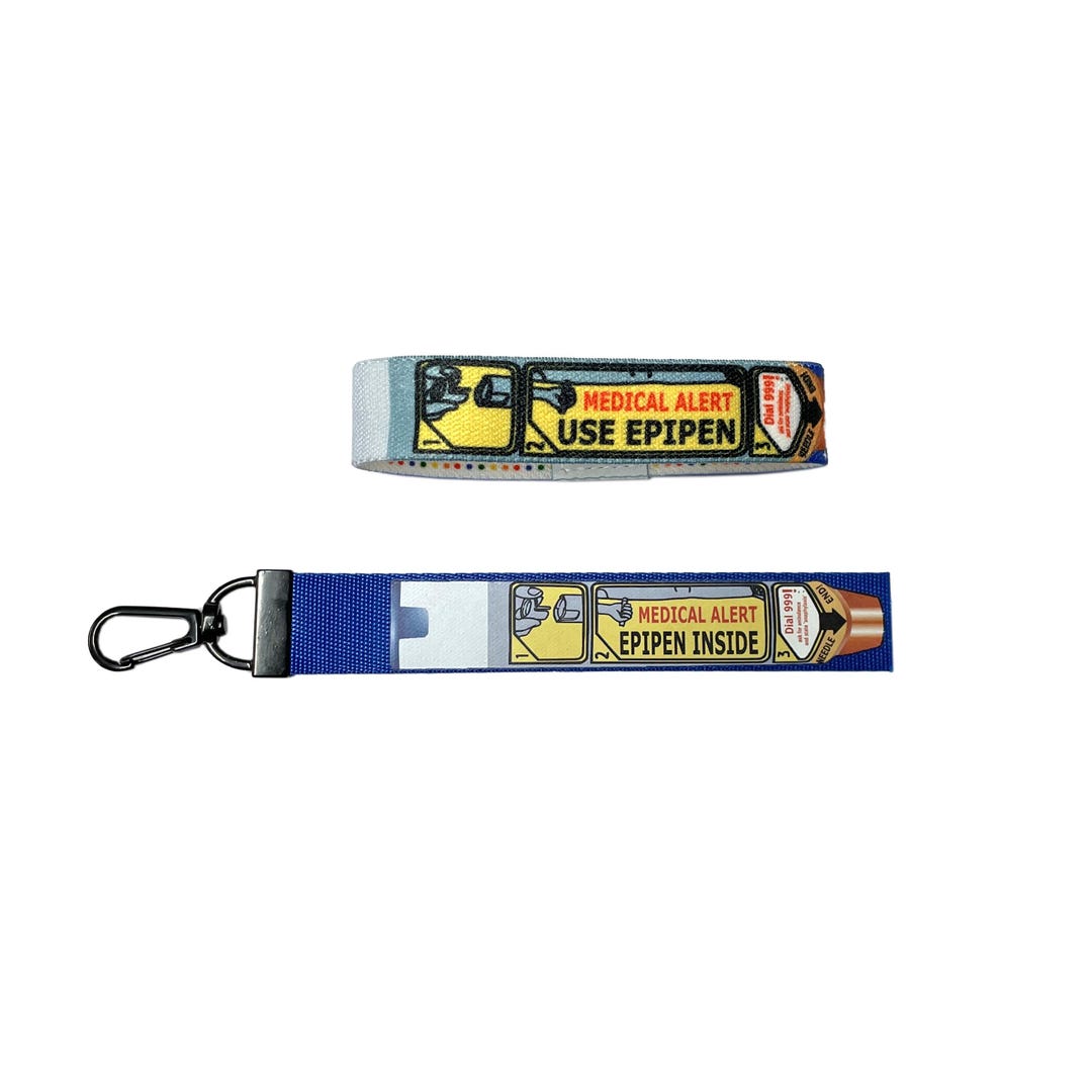 Set of Use Epipen Elastic Wrist Band Wristband / Key Tag Gift Medical ...