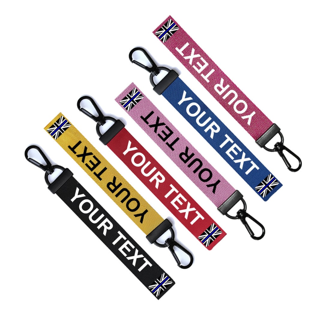 Personalised Great Britain Flag Key Chain Keyring Luggage Tag Zipper ...