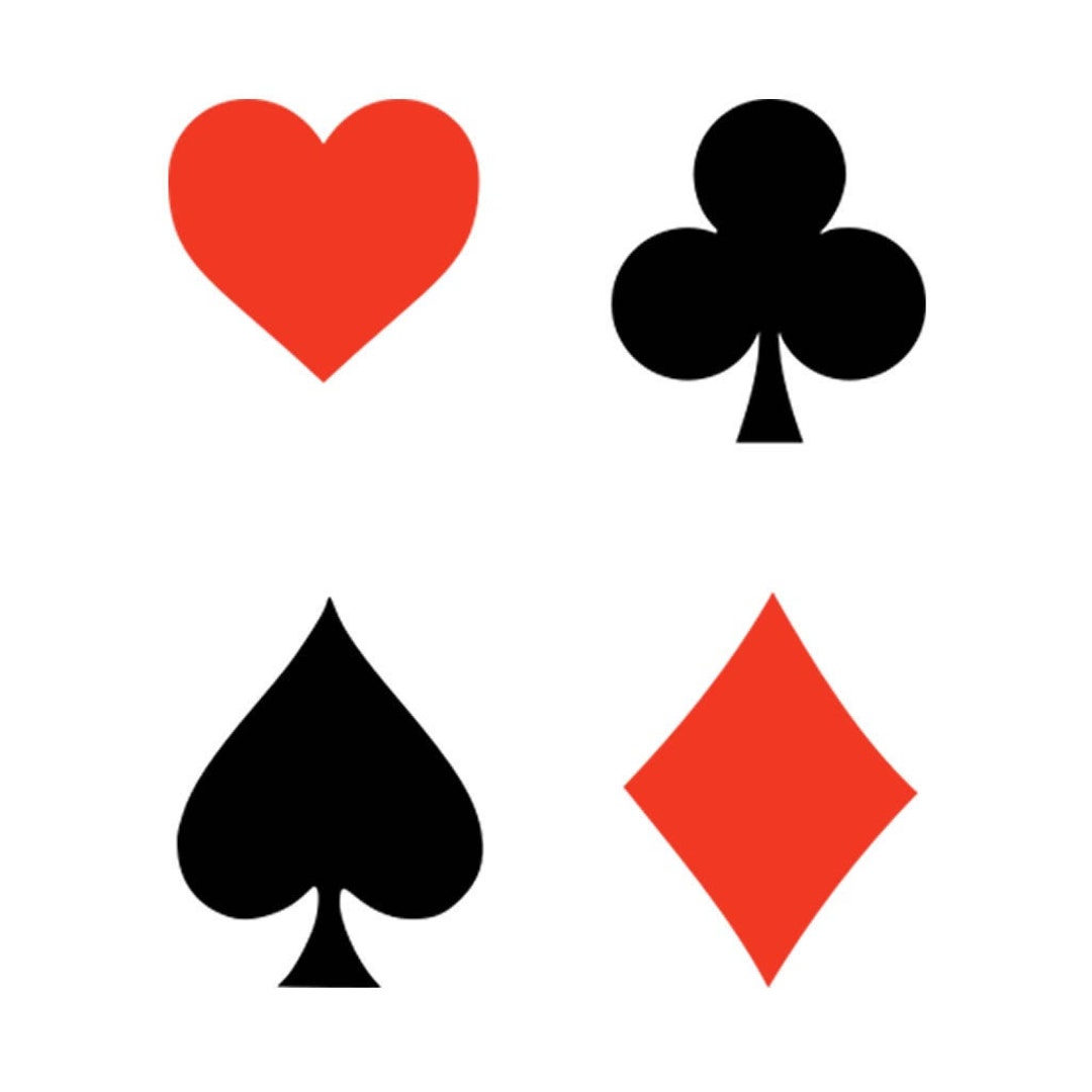 Set of 4 Card Suits IRON ON Screen Print Transfers for Fabrics Machine ...