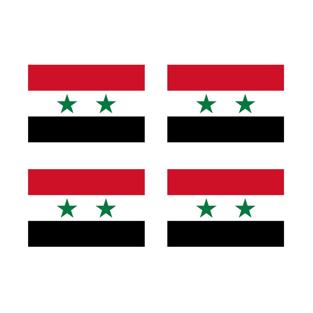Set of 4 X Syrian Flag Iron on Screen Print Transfers for Fabrics Machine Washable Syria Flag ...