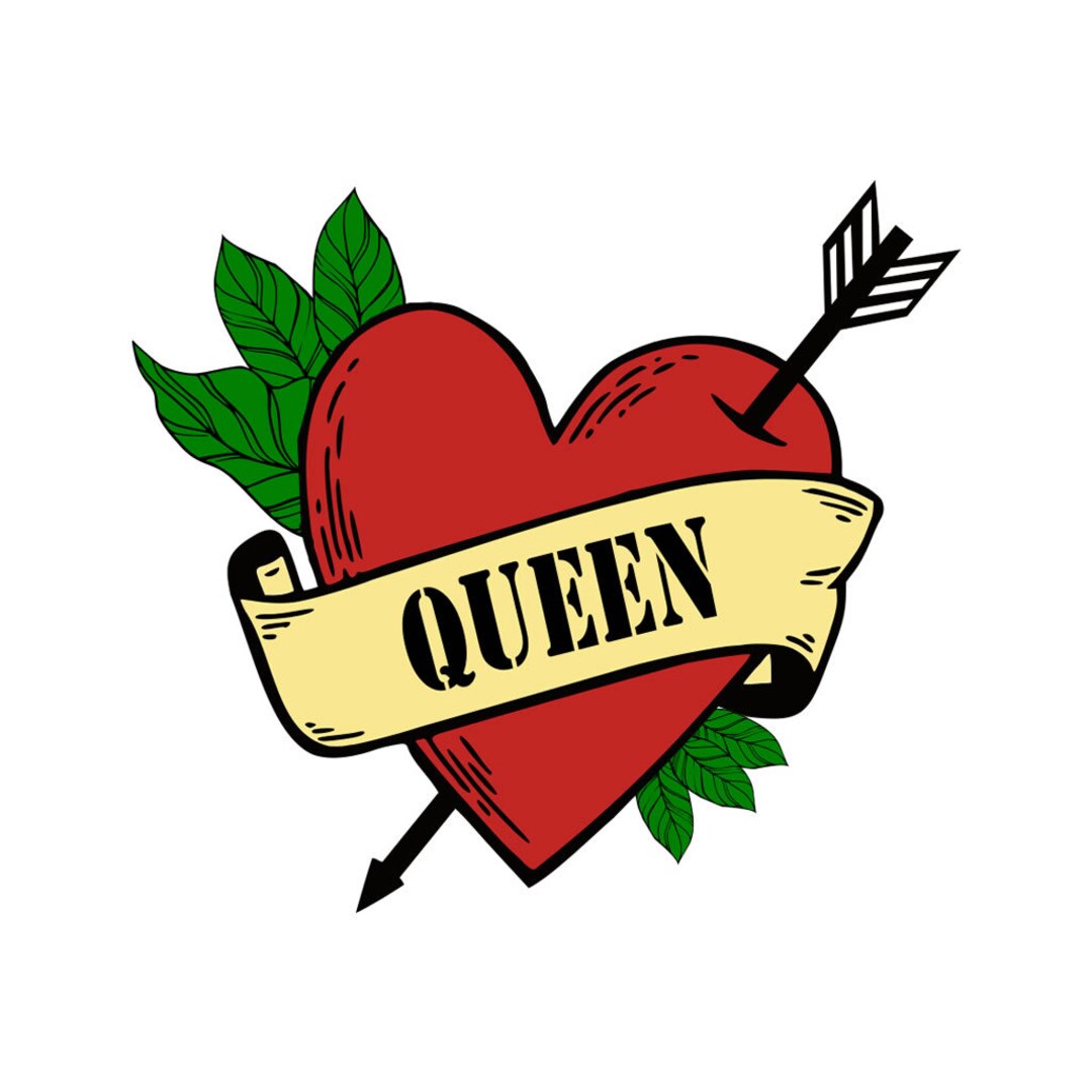 QUEEN Heart Arrow TEMPORARY TATTOO Lasts a Week Leader Royal Crown ...