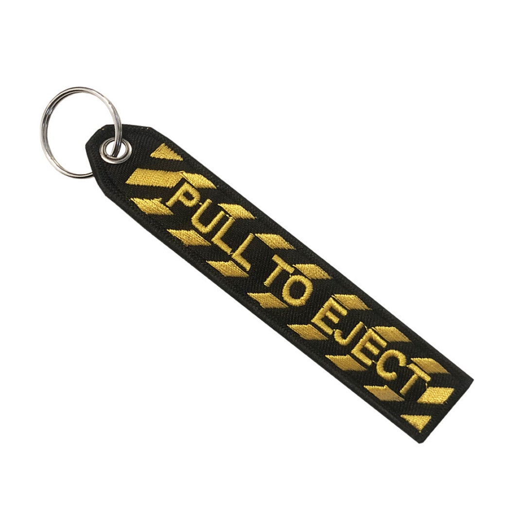 Pull to Eject Embroidered Key Chain Keyring Luggage Tag Zipper Pull Bag ...