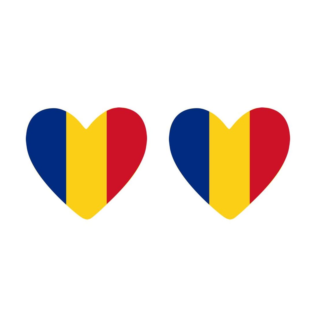 2 X Romania Flag Heart Temporary Tattoo Romanian Team Support Body Art ...