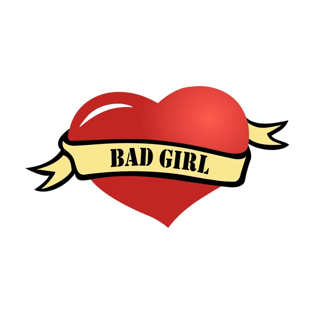 Bad Girl Heart TEMPORARY TATTOO Lasts a Week Naughty Cheeky Rock Chic ...