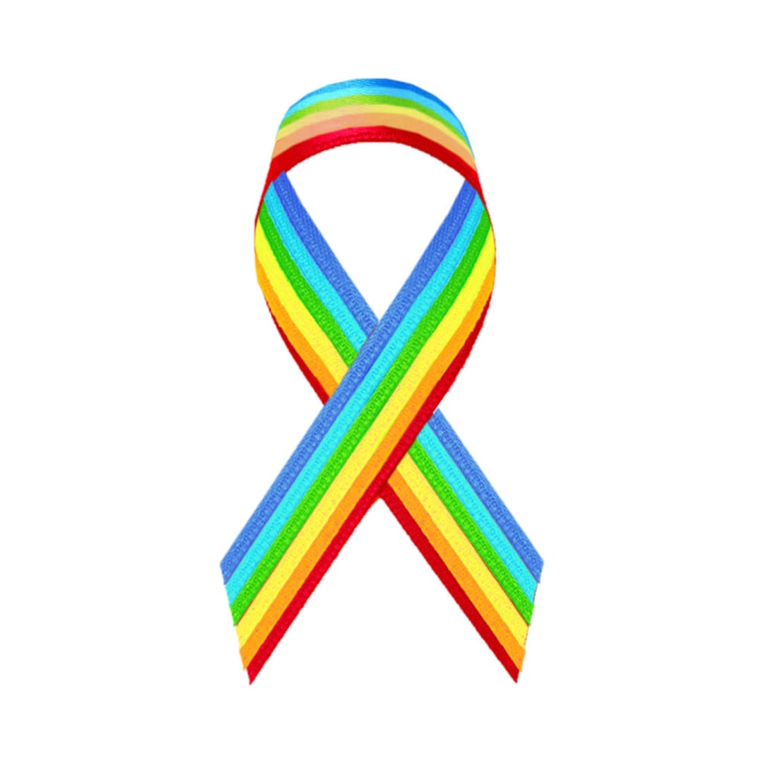 LGBT Rainbow Ribbon Iron on DIY Screen Print Transfer Patch for Fabric ...