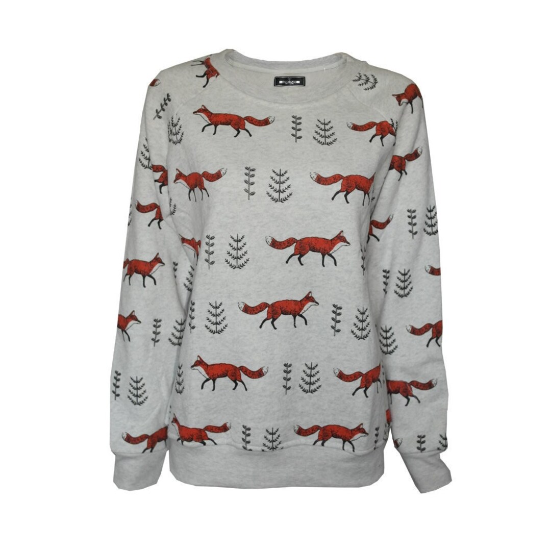 Fox Print Sweatshirt Long Sleeve Pullover Top Gift Christmas Jumper - Etsy