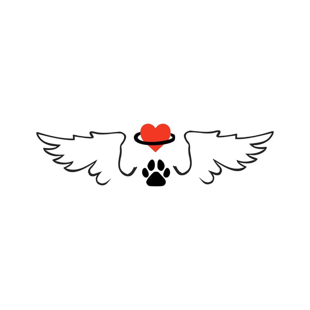 RIP Pet Angel Wings Temporary Tattoo Body Art in Memory of Love Heart ...