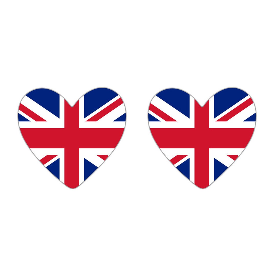 Set of 2 X UK HEART Flag Temporary Tattoo United Kingdom Union Jack GB ...