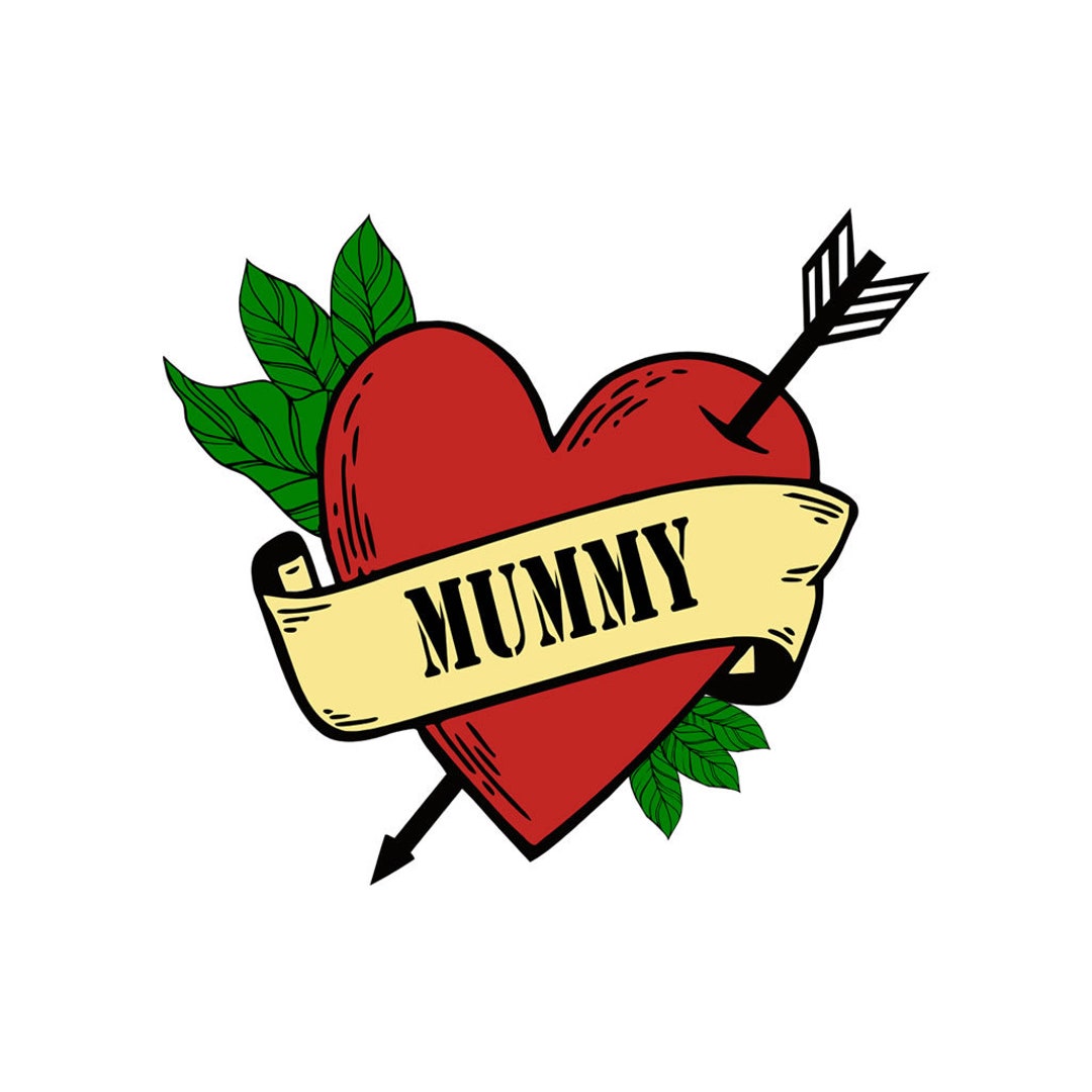 Mummy Heart Arrow TEMPORARY TATTOO Lasts a Week Mother's Day Mum ...