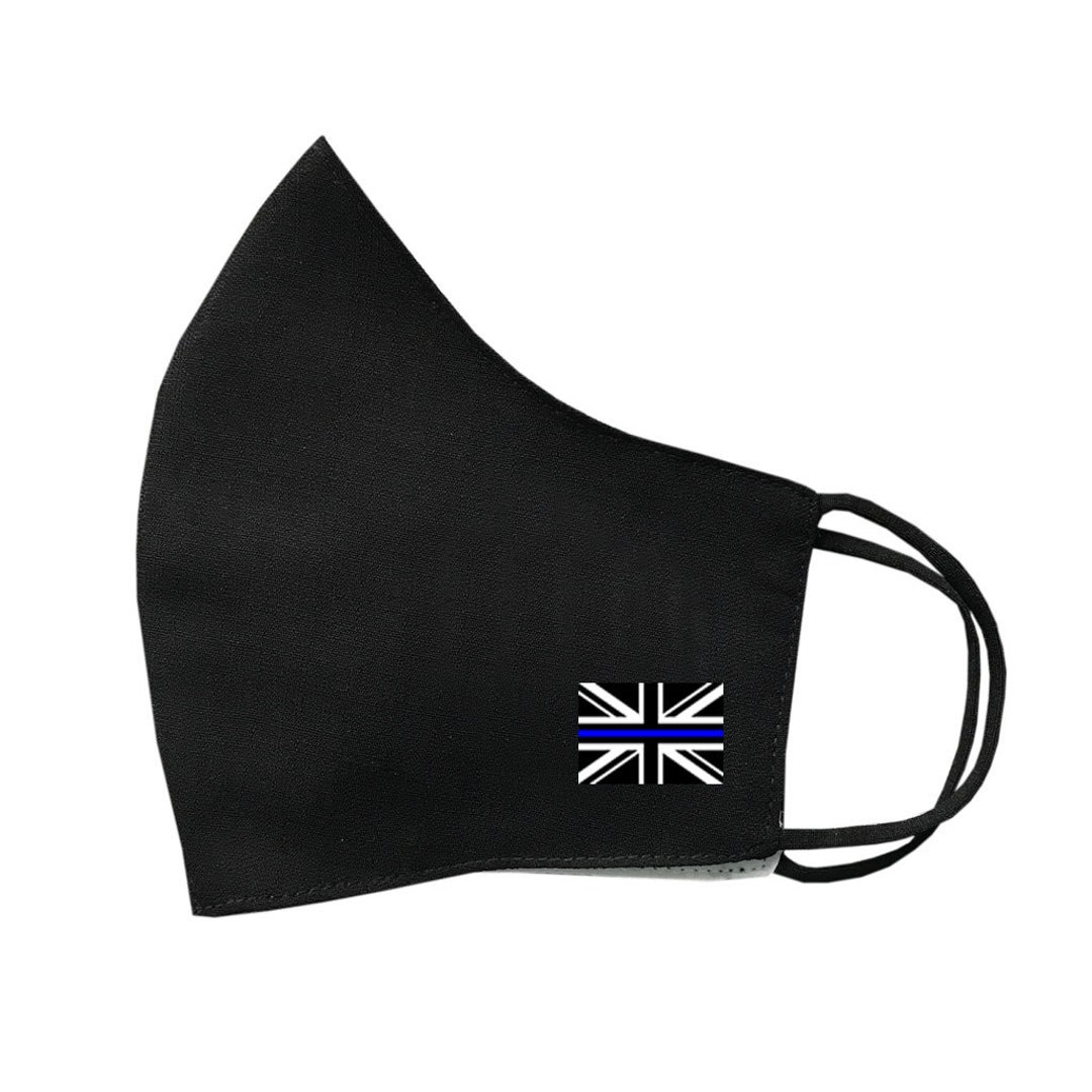 UK Thin Blue Line Flag Face Mask Protective Covering Washable Reusable ...