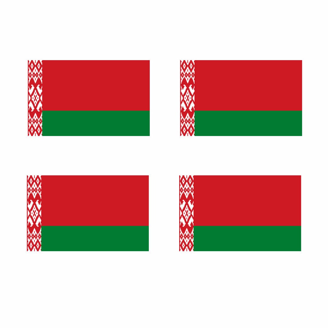 Set of 4 Belarus Flag Iron on Screen Print Transfers for Fabrics Machine Washable Belarusian ...